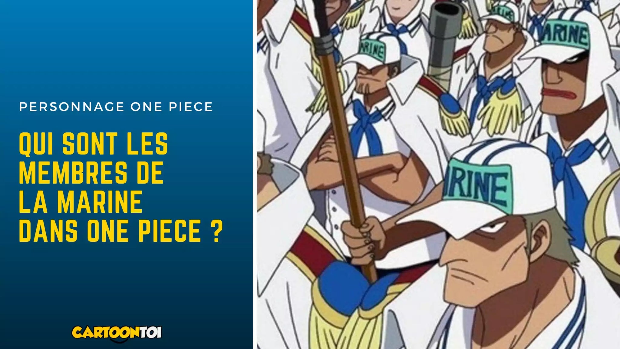 Los personajes principales de la Marina en One Piece.